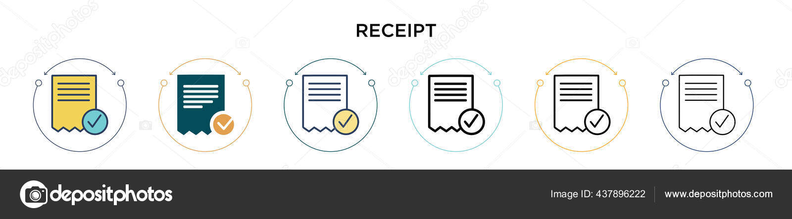 Receipt Icon Filled Thin Line Outline Stroke Style Vector Illustration ...