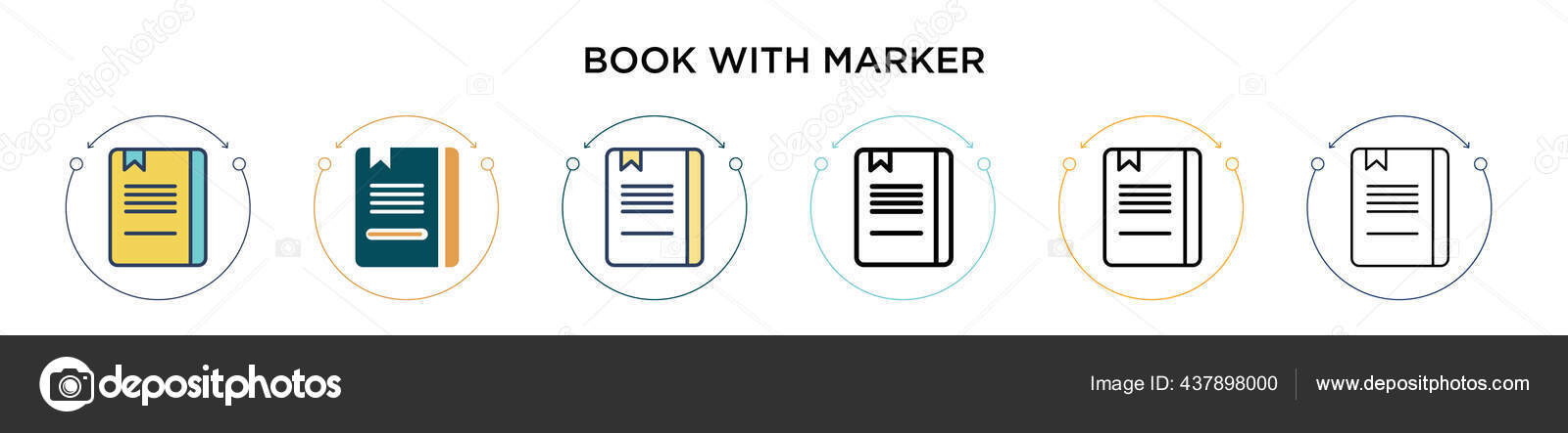Book Marker Icon Filled Thin Line Outline Stroke Style Vector Stock ...