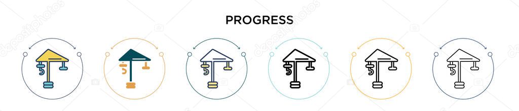 Icono Progreso Línea Llena Delgada Contorno Estilo Trazo Ilustración ...