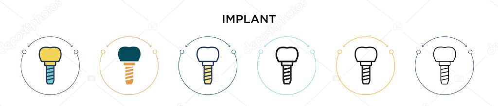 Icono de implante en línea llena, delgada, contorno y estilo de trazo. Ilustración vectorial de ...