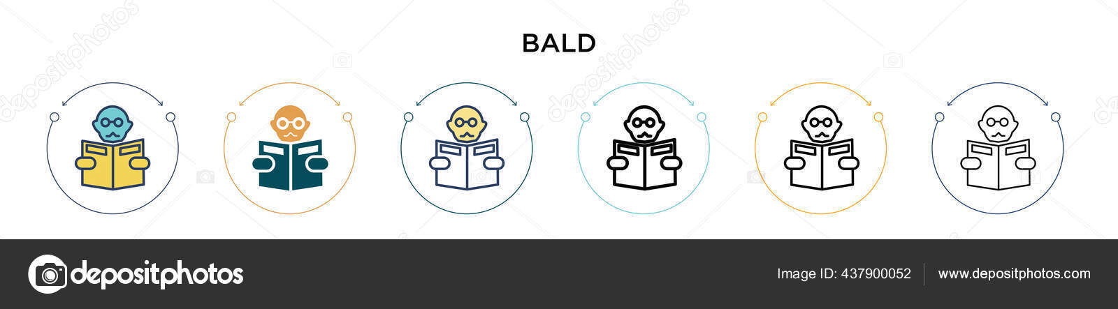 Bald Icon Filled Thin Line Outline Stroke Style Vector Illustration ...