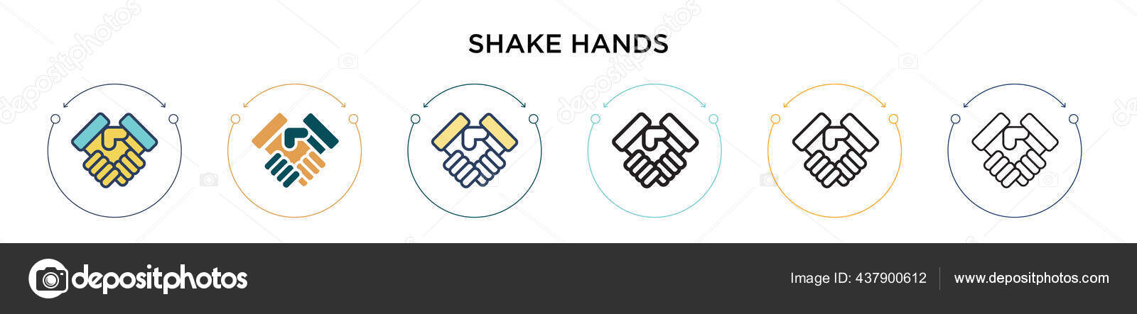 Shake Hands Icon Filled Thin Line Outline Stroke Style Vector Stock ...