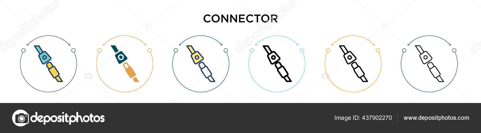 Connector Icon Filled Thin Line Outline Stroke Style Vector ...
