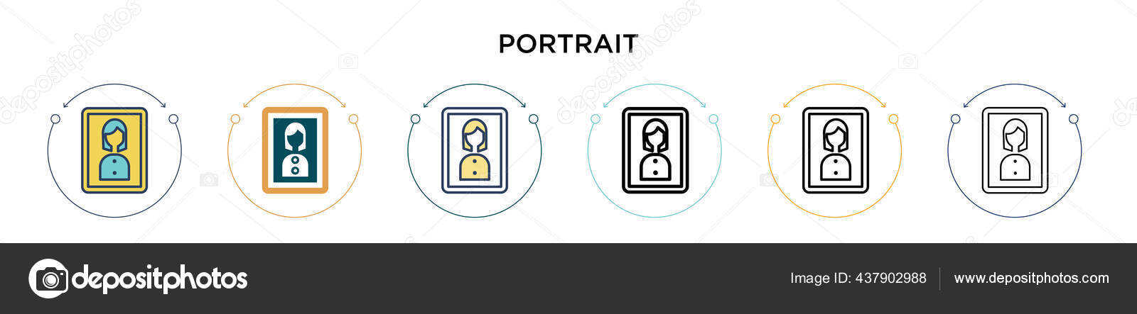 Portrait Icon Filled Thin Line Outline Stroke Style Vector Illustration ...