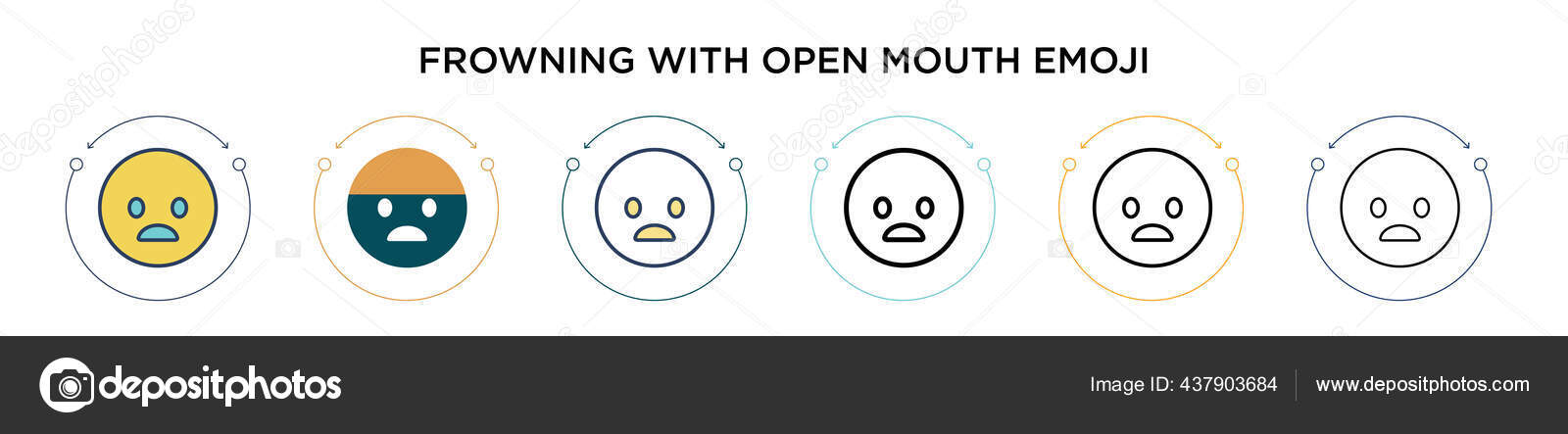 Frowning Open Mouth Emoji Icon Filled Thin Line Outline Stroke Stock ...