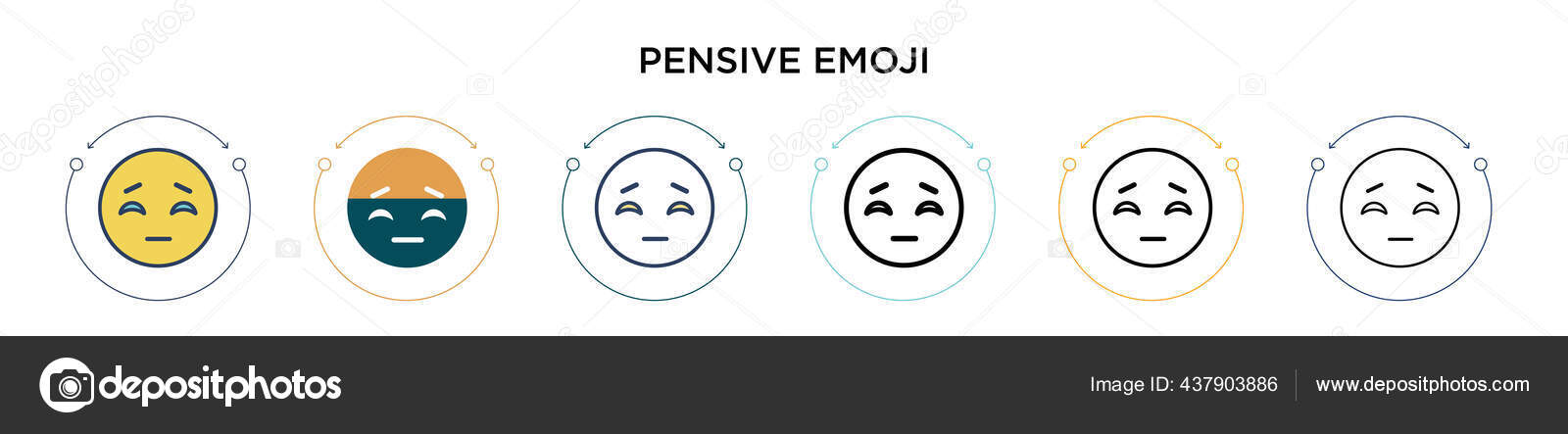Pensive Emoji Icon Filled Thin Line Outline Stroke Style Vector Stock ...