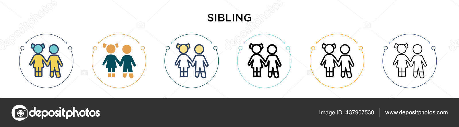 Sibling Icon Filled Thin Line Outline Stroke Style Vector Illustration ...