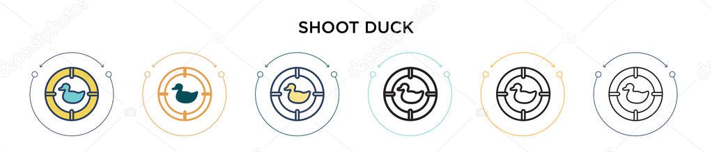 Dispara icono de pato en l nea llena, delgada, contorno y estilo de ...