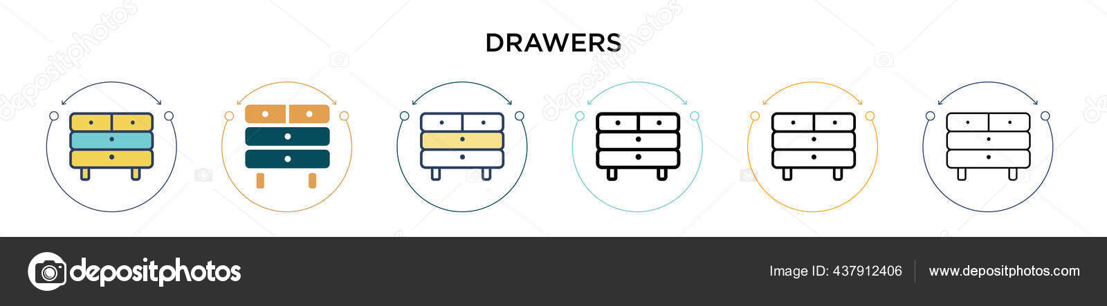 Drawers Icon Filled Thin Line Outline Stroke Style Vector Illustration ...