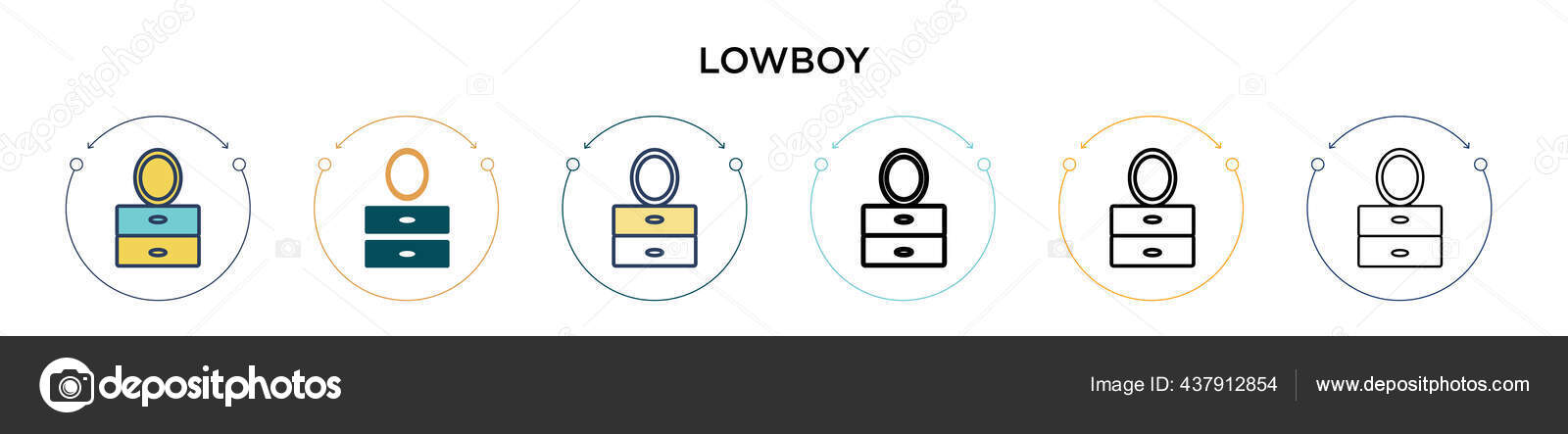 Lowboy Icon Filled Thin Line Outline Stroke Style Vector Illustration ...
