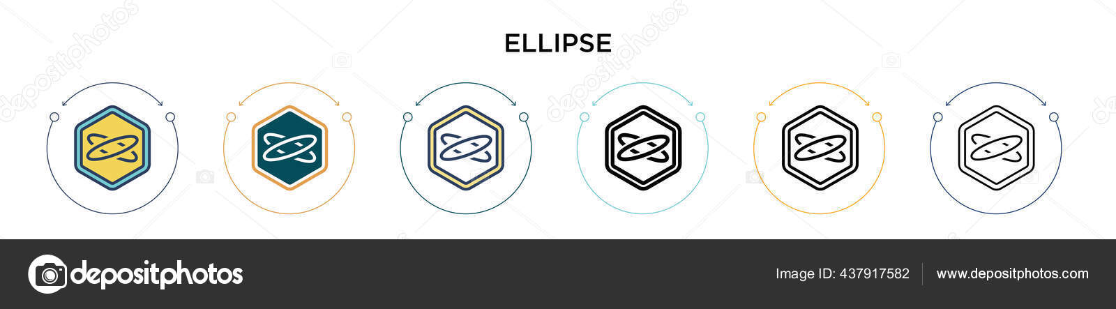 Ellipse Icon Filled Thin Line Outline Stroke Style Vector Illustration ...