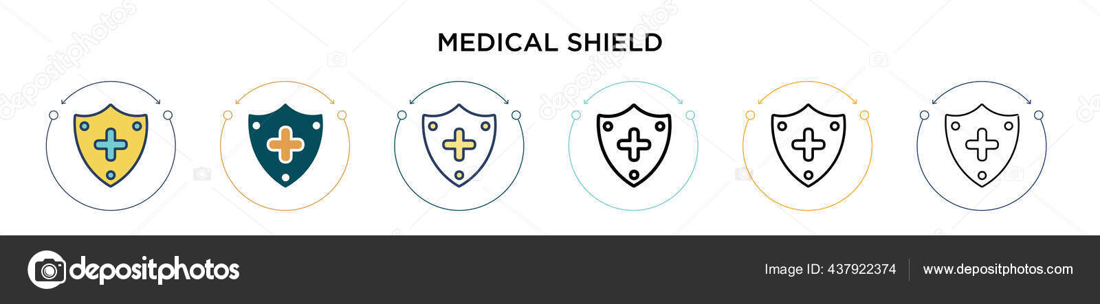 Medical Shield Icon Filled Thin Line Outline Stroke Style Vector Stock ...