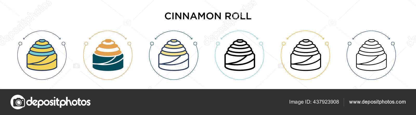 Cinnamon Roll Icon Filled Thin Line Outline Stroke Style Vector Stock ...