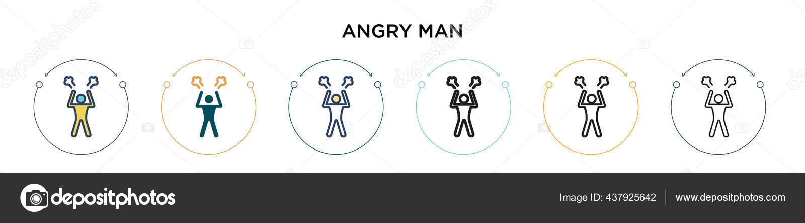 Angry Man Icon Filled Thin Line Outline Stroke Style Vector Stock ...
