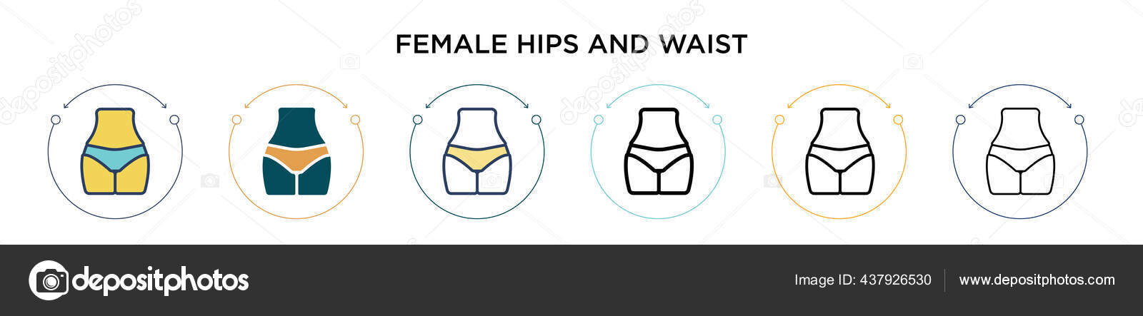 Female Hips Waist Icon Filled Thin Line Outline Stroke Style Stock ...