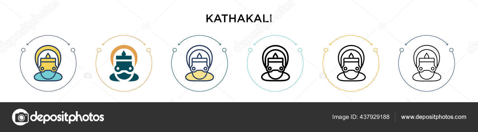 Kathakali Icon Filled Thin Line Outline Stroke Style Vector ...