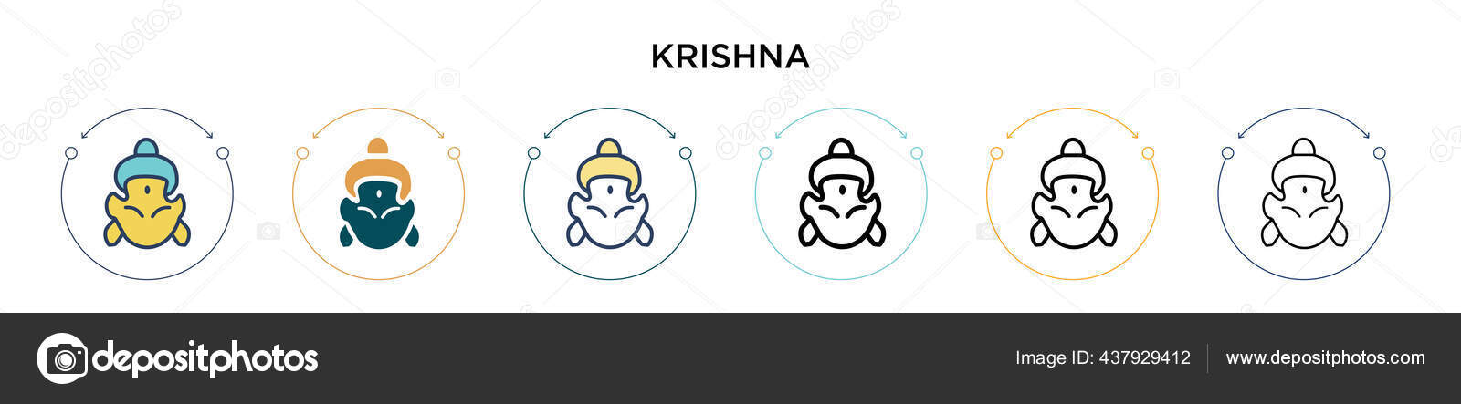 Krishna Icon Filled Thin Line Outline Stroke Style Vector Illustration ...