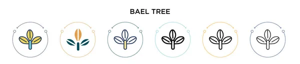 Icono del árbol de Bael en línea llena, delgada, contorno y estilo de ...
