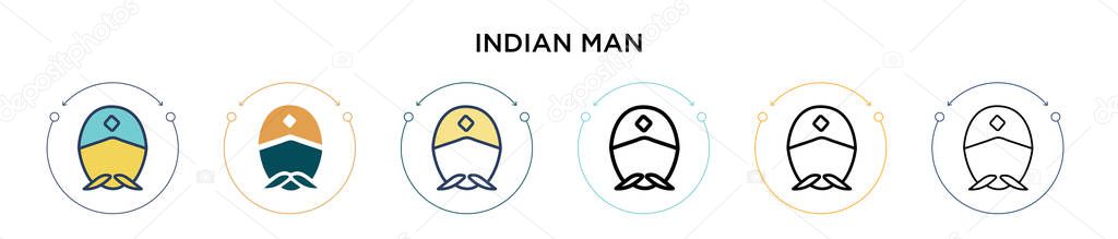 Icono de hombre indio en línea llena, delgada, contorno y estilo de ...