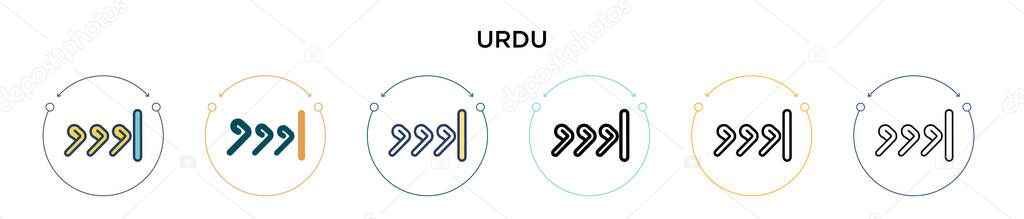 Icono de urdu en línea llena, delgada, contorno y estilo de trazo ...
