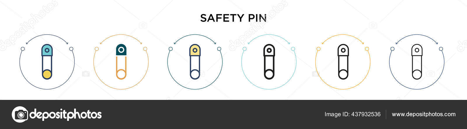 Safety Pin Icon Filled Thin Line Outline Stroke Style Vector Stock ...