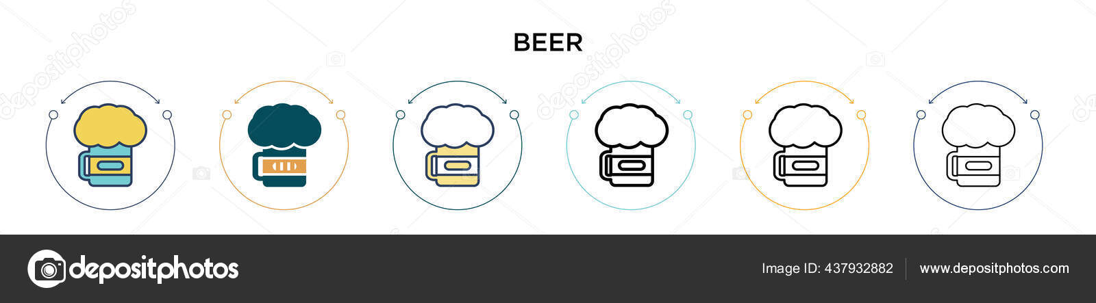 Beer Icon Filled Thin Line Outline Stroke Style Vector Illustration ...