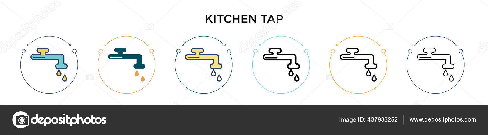 Kitchen Tap Icon Filled Thin Line Outline Stroke Style Vector Stock ...