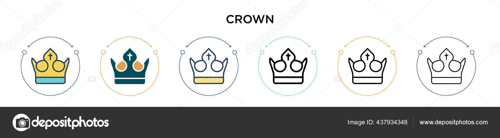 Crown Icon Filled Thin Line Outline Stroke Style Vector Illustration ...