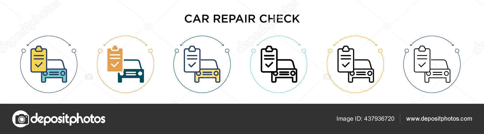 Car Repair Check Icon Filled Thin Line Outline Stroke Style Stock ...