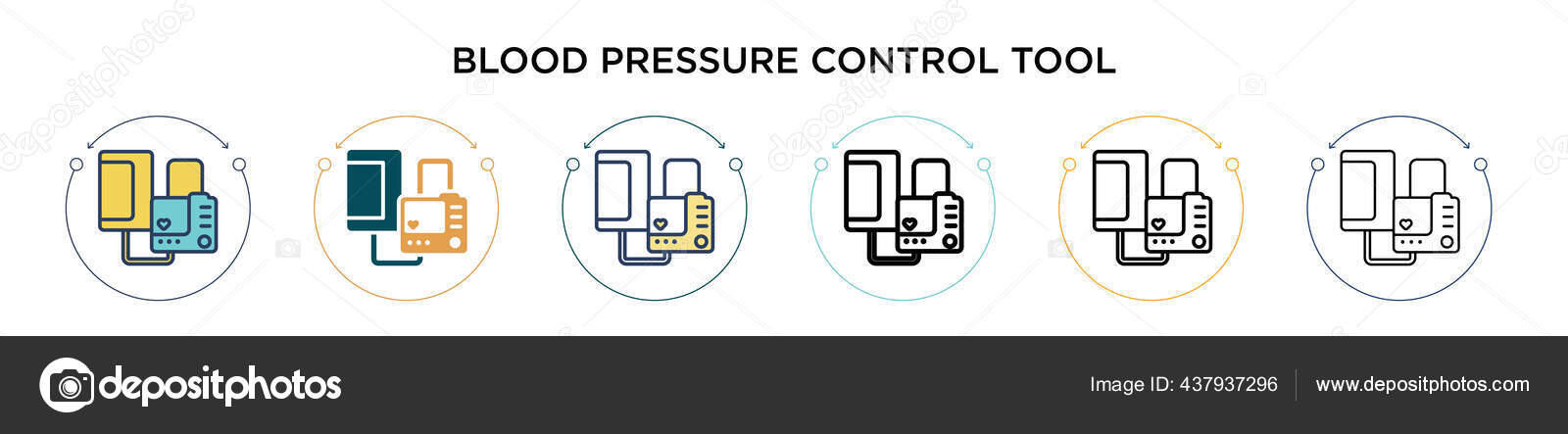 Blood Pressure Control Tool Icon Filled Thin Line Outline Stroke Stock ...