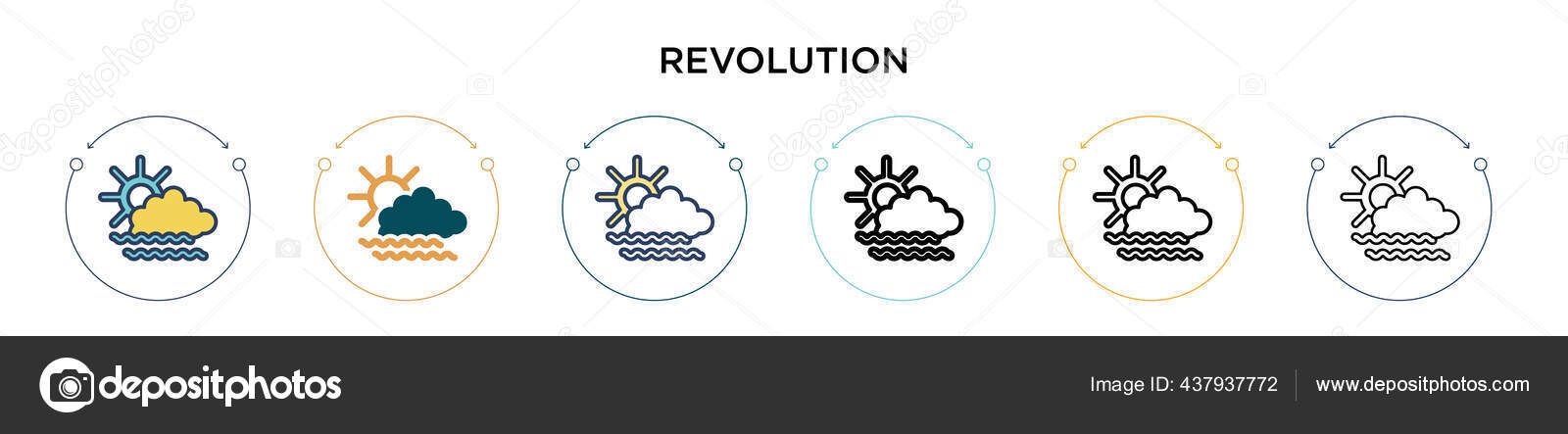 Revolution Icon Filled Thin Line Outline Stroke Style Vector ...