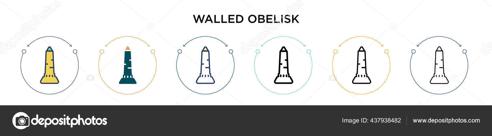 Walled Obelisk Icon Filled Thin Line Outline Stroke Style Vector Stock ...
