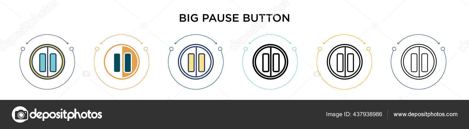 Big Pause Button Icon Filled Thin Line Outline Stroke Style Stock ...