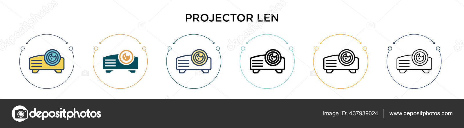 Projector Len Icon Filled Thin Line Outline Stroke Style Vector Stock ...