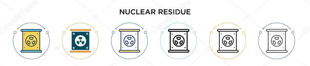 Icono de residuo nuclear en línea llena, delgada, contorno y estilo de ...