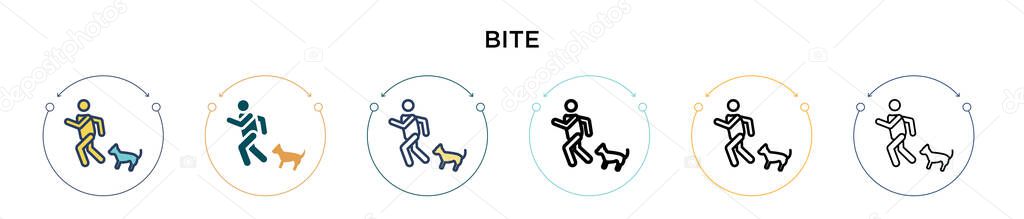 Icono de mordida en línea llena y delgada, contorno y estilo de trazo ...