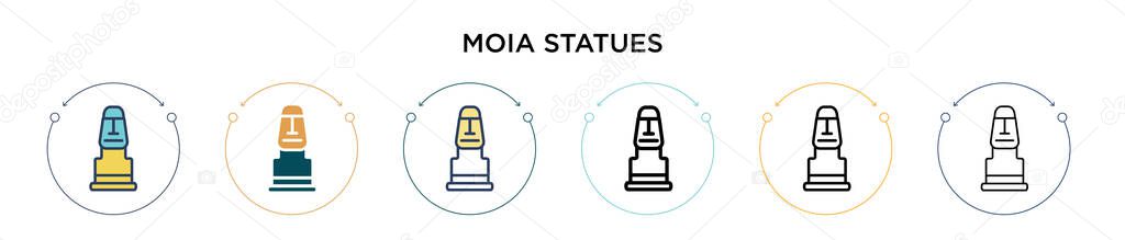Icono de estatuas de Moia en línea llena, delgada, contorno y estilo de ...