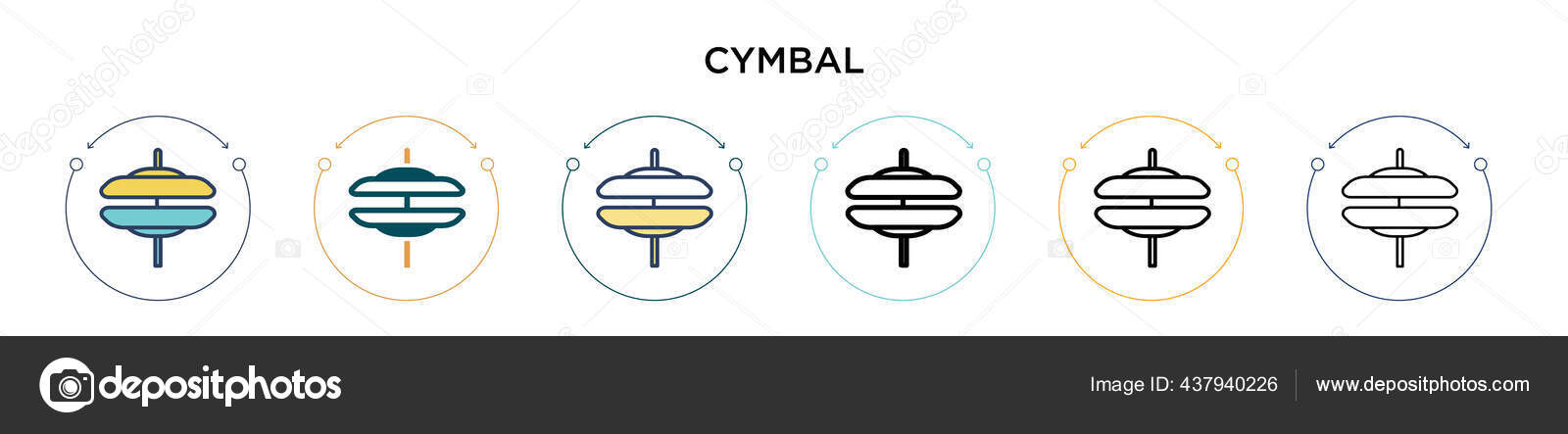 Cymbal Icon Filled Thin Line Outline Stroke Style Vector Illustration ...