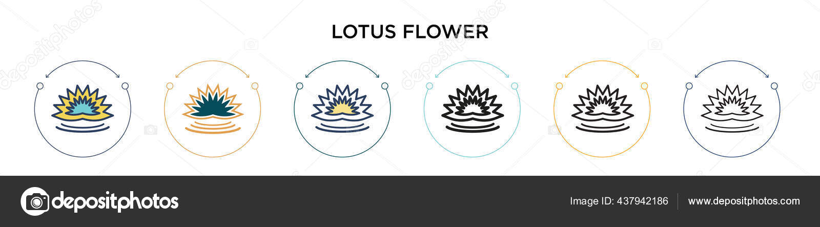 Lotus Flower Icon Filled Thin Line Outline Stroke Style Vector Stock ...