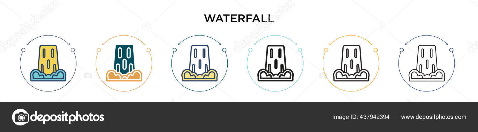 Waterfall Icon Filled Thin Line Outline Stroke Style Vector ...