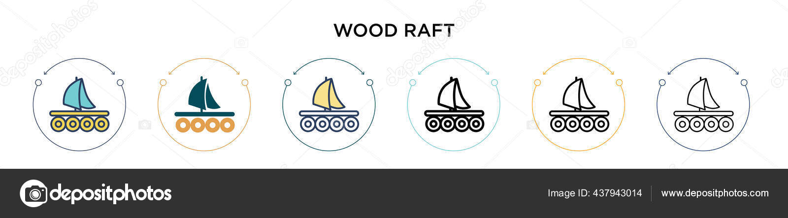Wood Raft Icon Filled Thin Line Outline Stroke Style Vector Stock ...