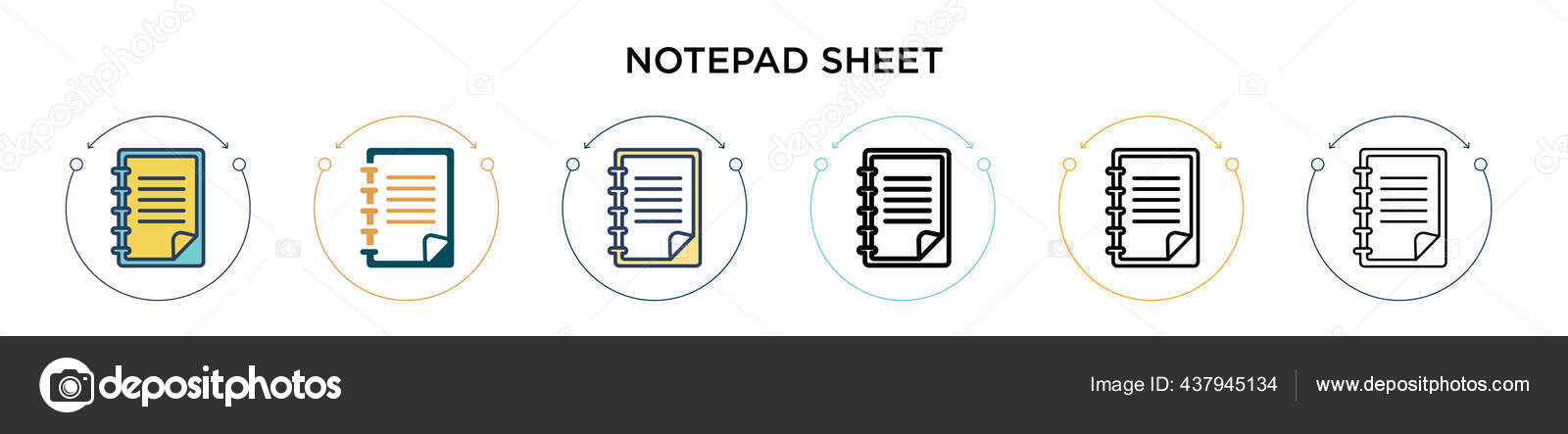 Notepad Sheet Icon Filled Thin Line Outline Stroke Style Vector Stock Vector by ©Digital-Bazaar ...