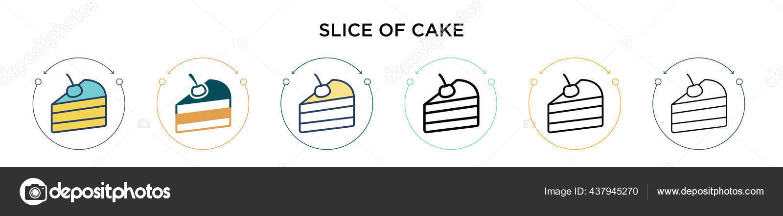 Slice Cake Icon Filled Thin Line Outline Stroke Style Vector Stock ...