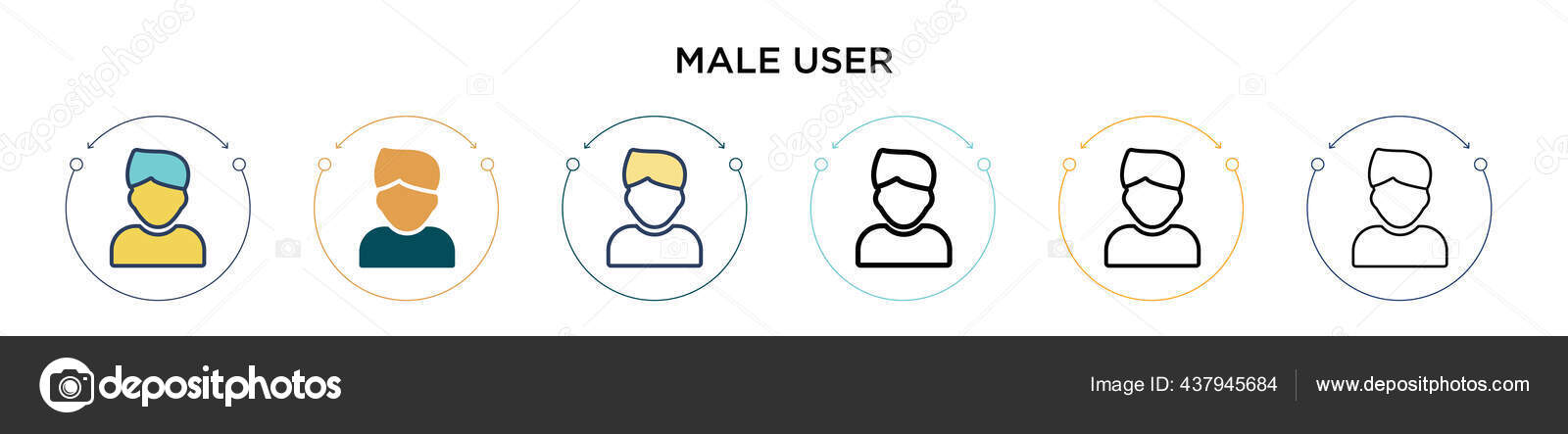 Male User Icon Filled Thin Line Outline Stroke Style Vector Stock ...