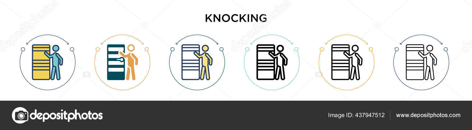 Knocking Icon Filled Thin Line Outline Stroke Style Vector Illustration ...