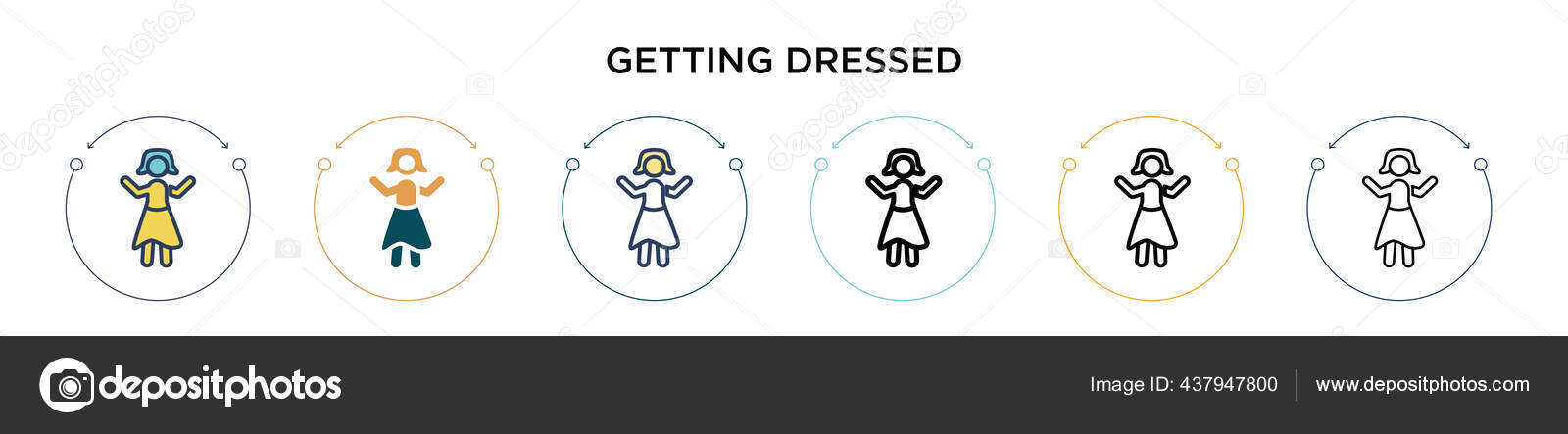 Getting Dressed Icon Filled Thin Line Outline Stroke Style Vector Stock ...