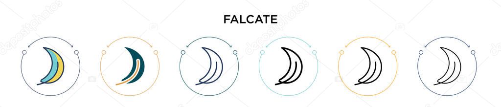 Icono de Falcate en línea llena, delgada, contorno y estilo de trazo ...