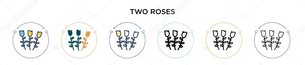 Icono de dos rosas en línea llena, delgada, contorno y estilo de trazo ...