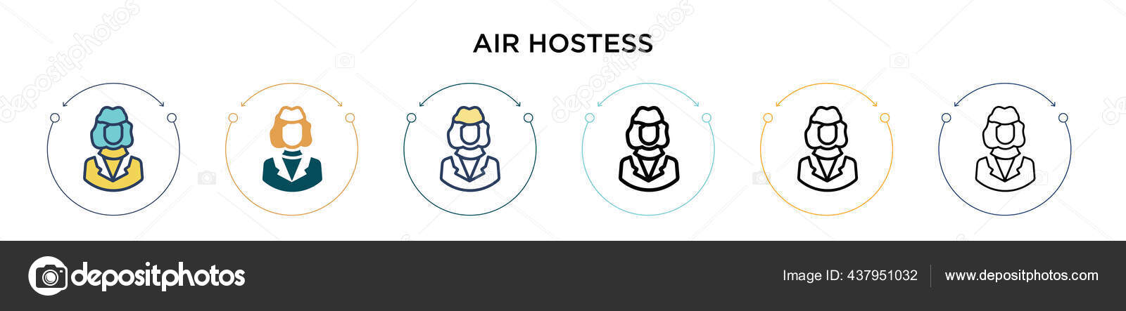 Air Hostess Icon Filled Thin Line Outline Stroke Style Vector Stock ...