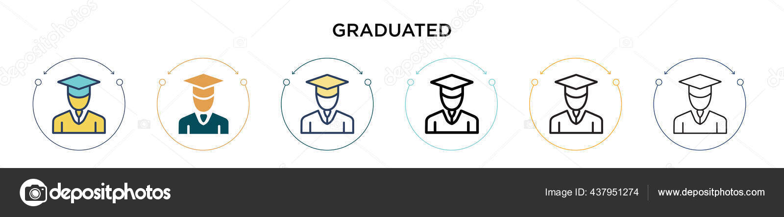 Graduated Icon Filled Thin Line Outline Stroke Style Vector ...